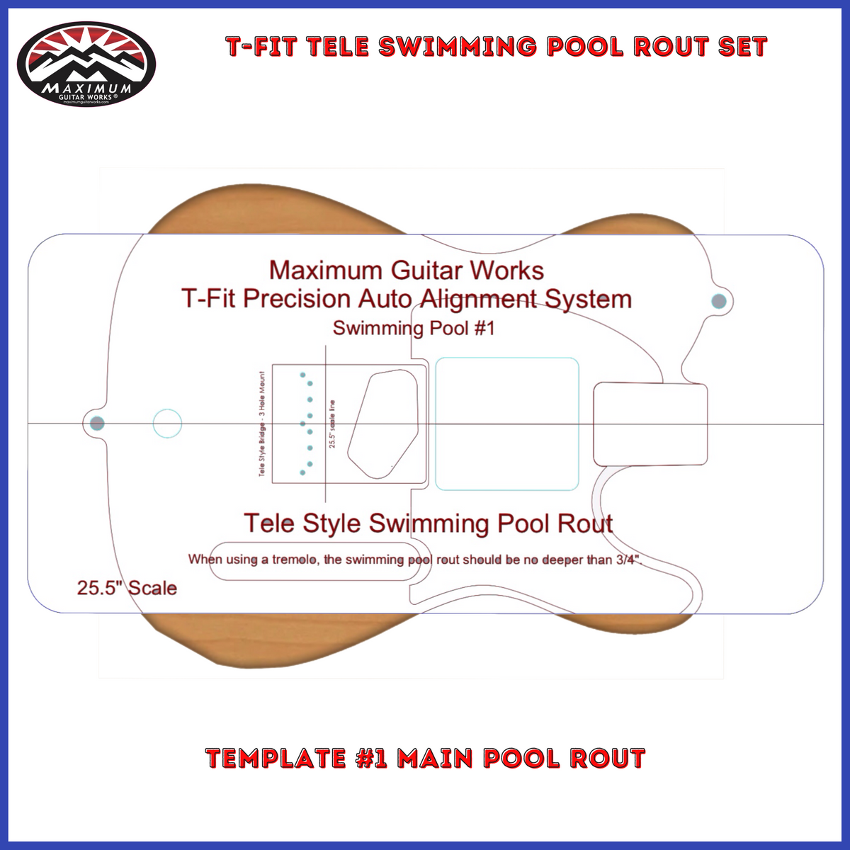 T-FIT TELE SWIMMING POOL PICKUP CAVITY TEMPLATE SET – Maximum Guitar Works