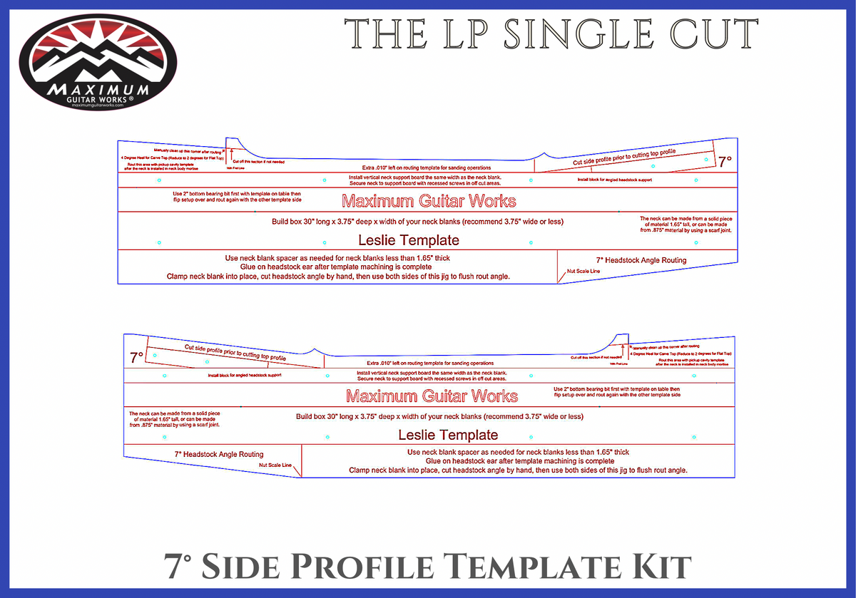 Classic LP Neck Side Profile Routing Template Sets – Maximum Guitar Works