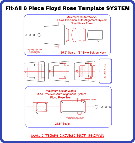 Fit-All 6 Piece Floyd Rose Routing Template SYSTEM – Maximum Guitar Works