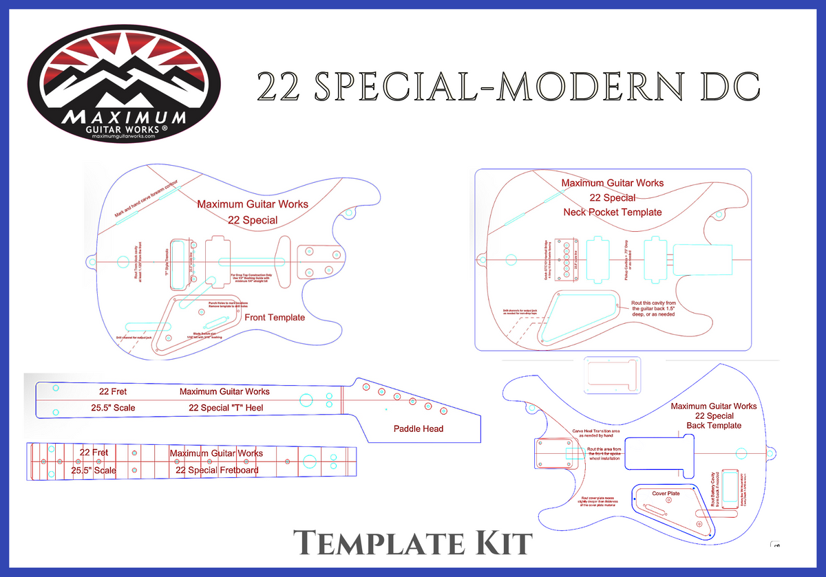 Printable Guitar Template LP Standard Template Set Potvin Guitars