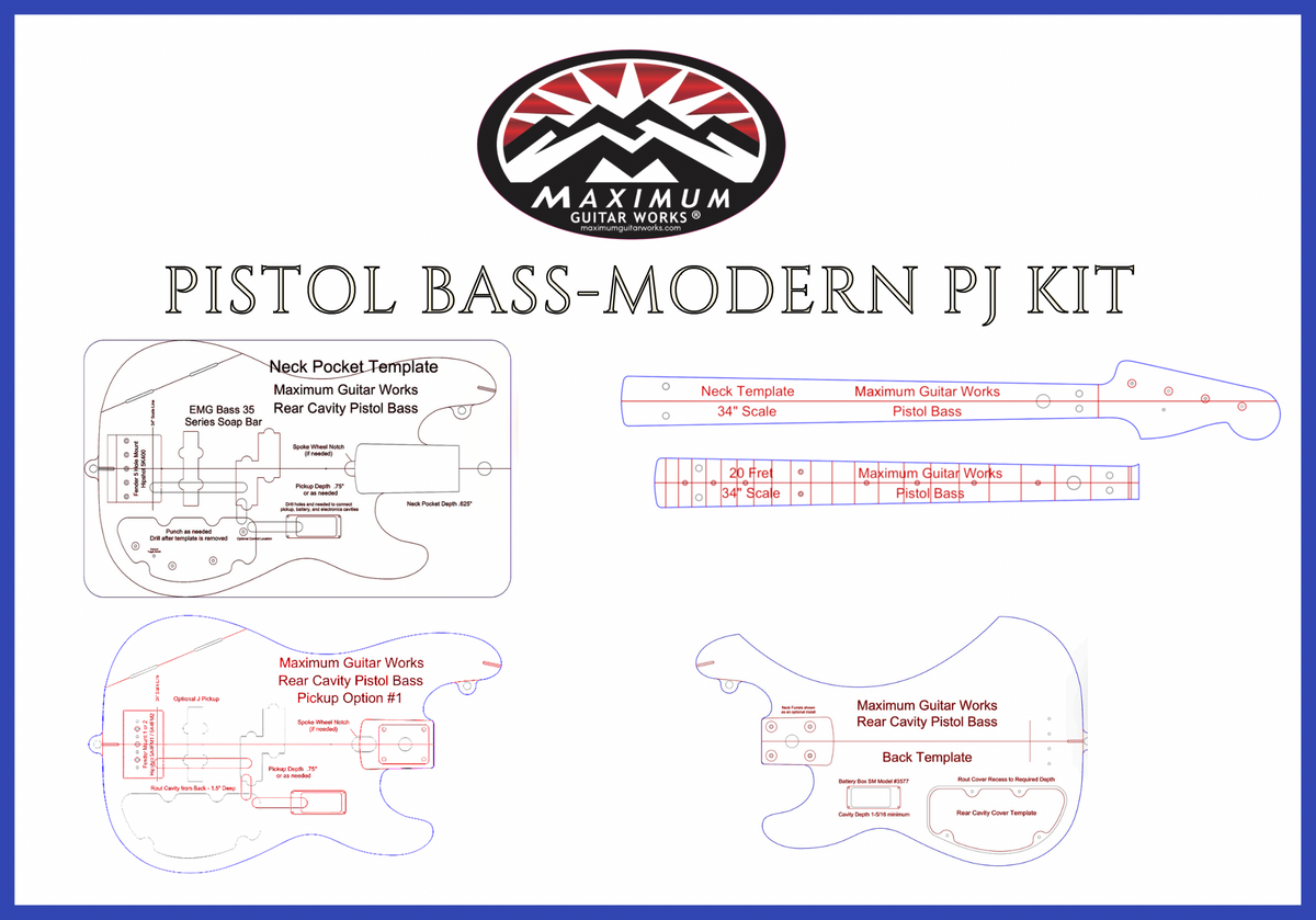BASS KIT: Pistol Bass Kits “P” Bass Style – Maximum Guitar Works